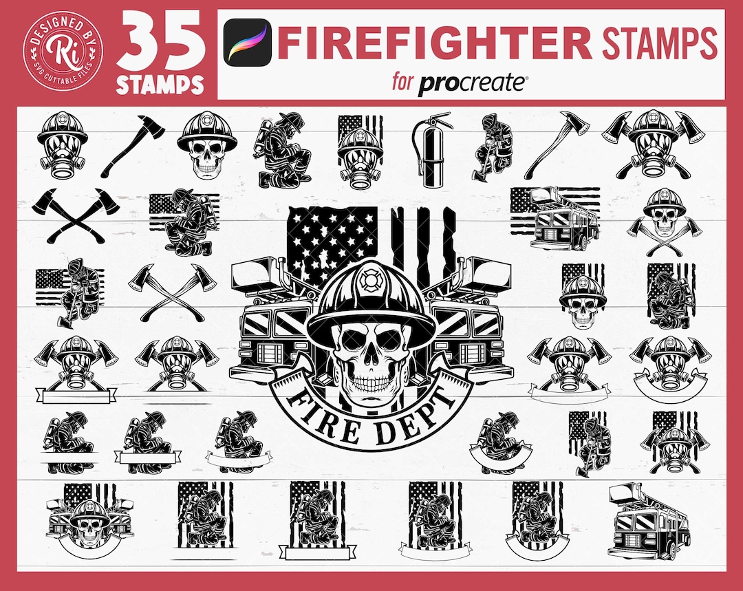 Procreate Firefighter Stamps, Procreate Fire Rescue Stamps, Procreate ...