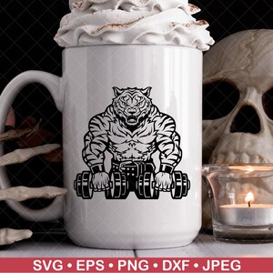 Tiger Body Builder Dumbell Svg, Beast Mode Eps, Gym Shirt Jpg, Workout ...