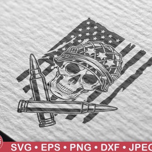 US Skull Soldier With Bullets Svg, Military, US Army, Veteran ...