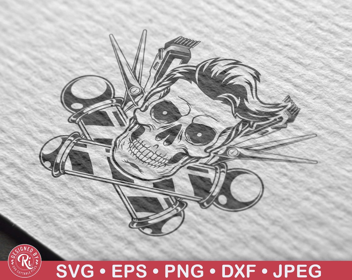 Skull Barber Svg Barber Shop Logo Barber Pole Hair Stylist - Etsy
