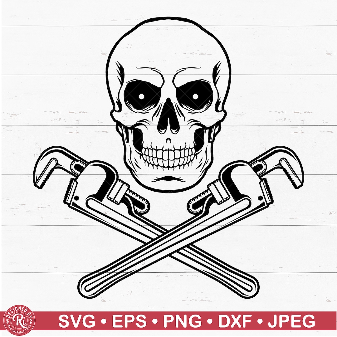 Skull Plumber Crossed Pipe Wrenches Svg, Tools, Repairman, Handyman ...
