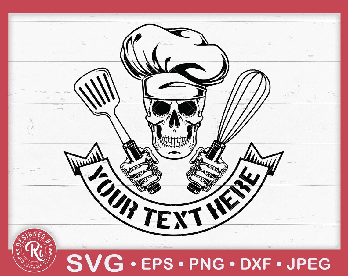 US Skull Chef With Spatula and Whisk Monogram Svg, Cooking Svg, Grill ...