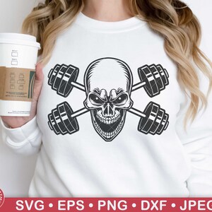 Skull Barbell Svg, Skull Gym Svg, Skull Bodybuilder Svg, Workout Svg ...