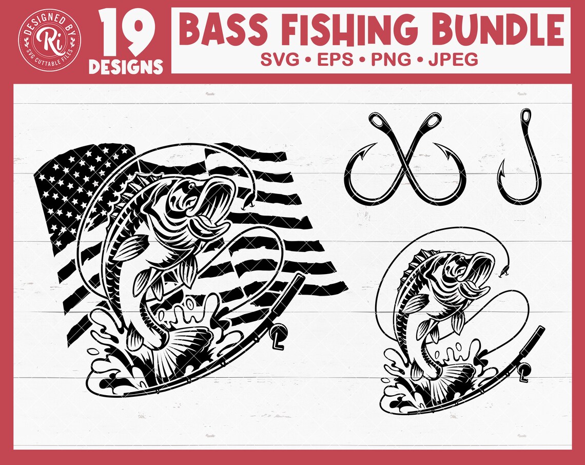 Bass Fishing Svg Bundle USA Bass Fishing Monogram Svg US - Etsy
