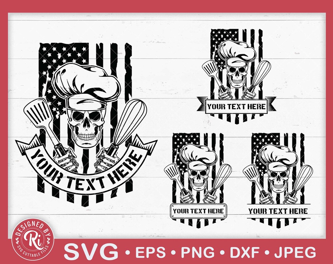 Skull Chef Monogram With US Flag Svg, Restaurant Logo Png, Cooking ...