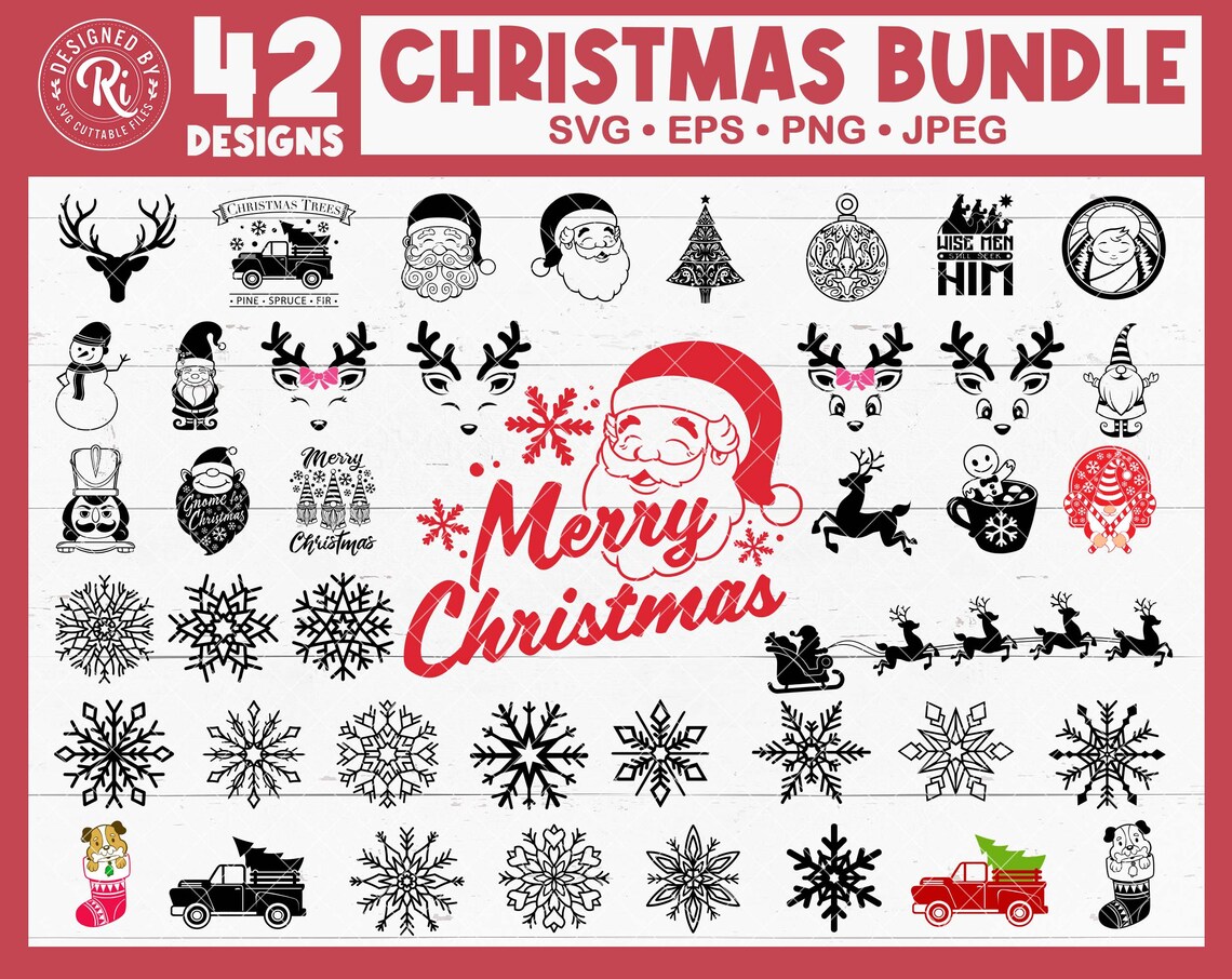 Christmas Svg Bundle Snowflakes Svg Santa Clause Svg - Etsy