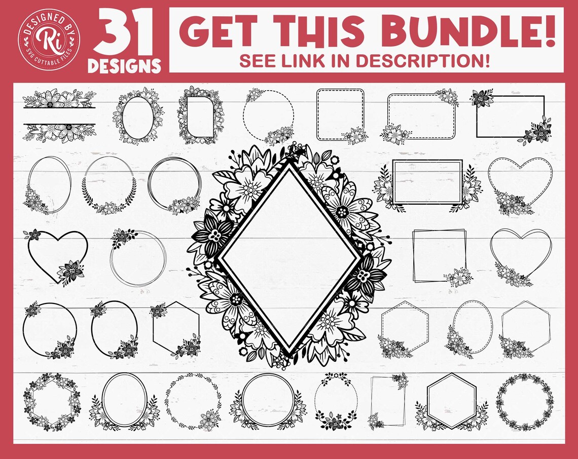 Floral Border Svg, Floral Frame Svg, Flower Frame Cut File Svg ...