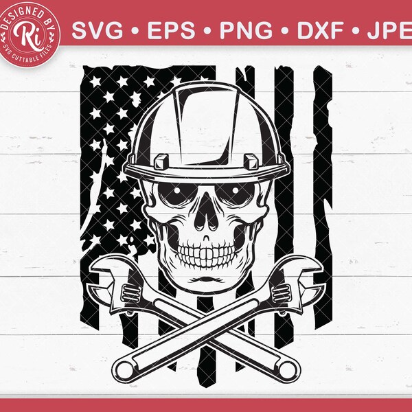 Carpenter Skull With Flag Svg - Etsy