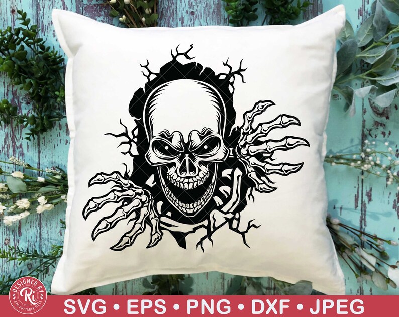 Skeleton Smashing Wall Svg Skeleton Break the Wall Cracked - Etsy