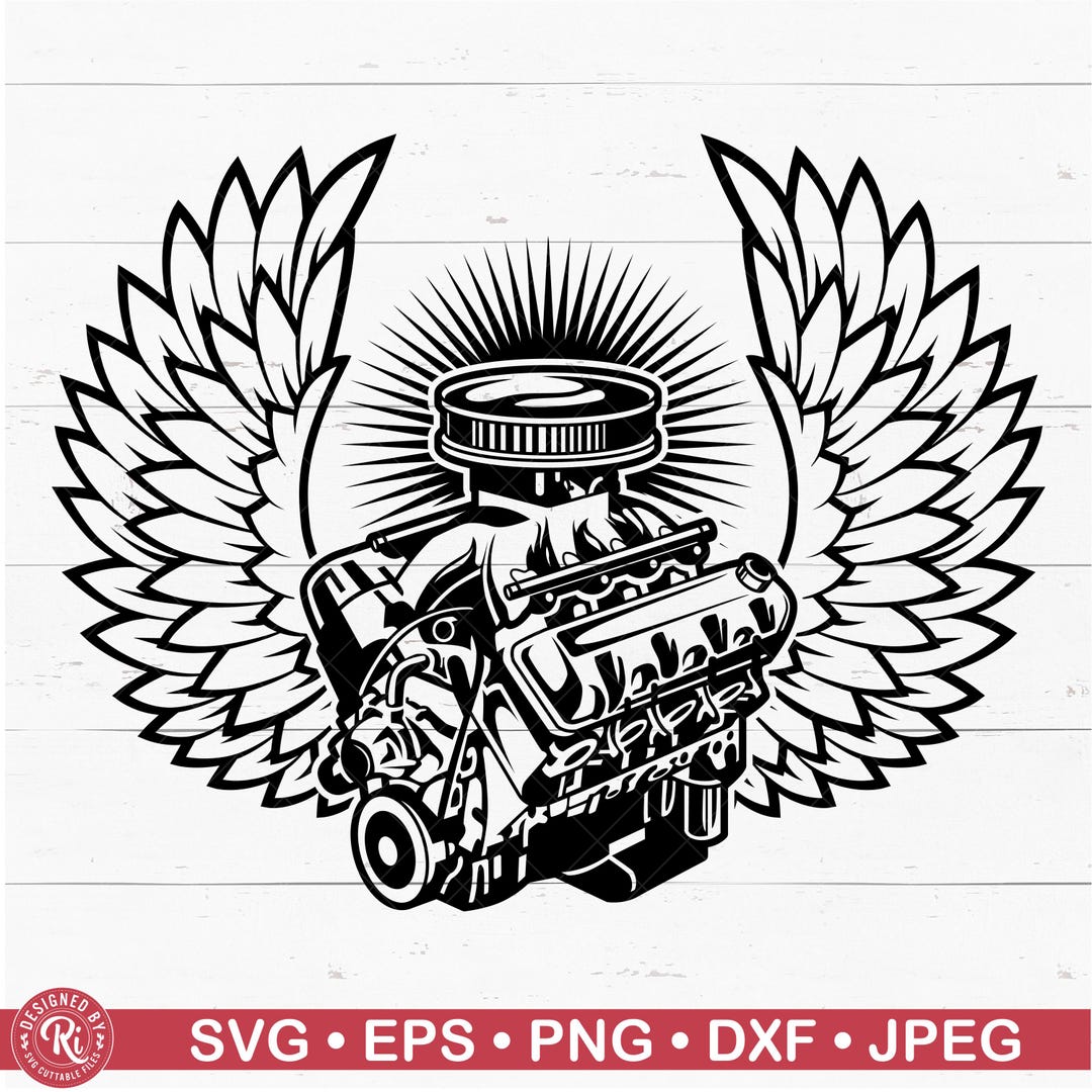 Car Engine Wings Custom Logo SVG, Auto Repair, Mechanic, Diesel Png ...