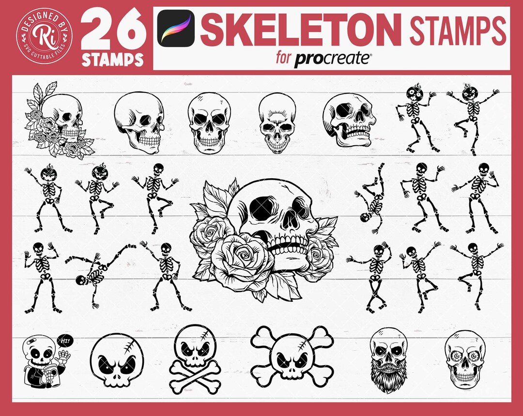 Procreate Skeleton Stamps Procreate Dancing Skeleton Stamps - Etsy