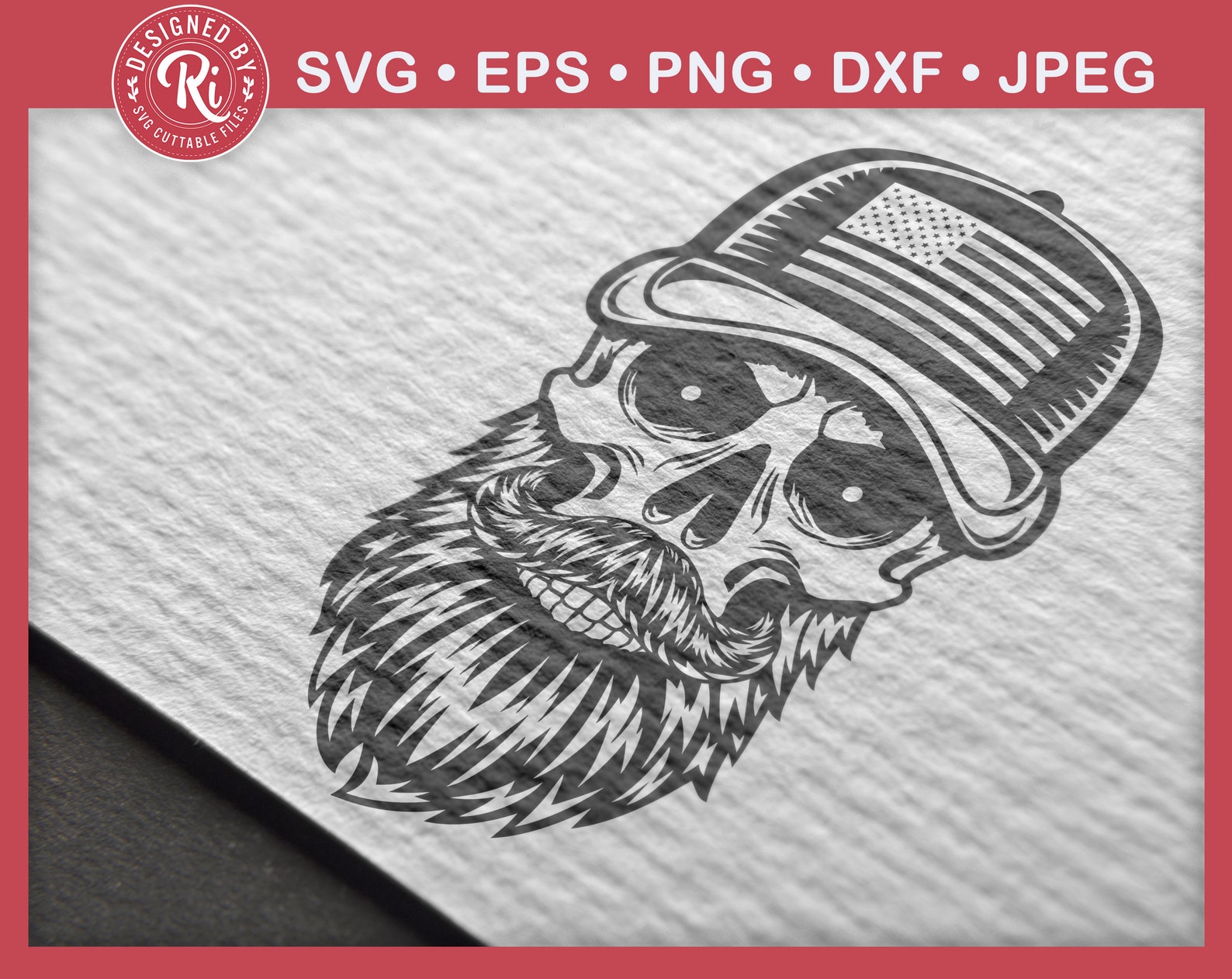 Bearded Skull With Hat Svg Bearded Skull American Flag US - Etsy