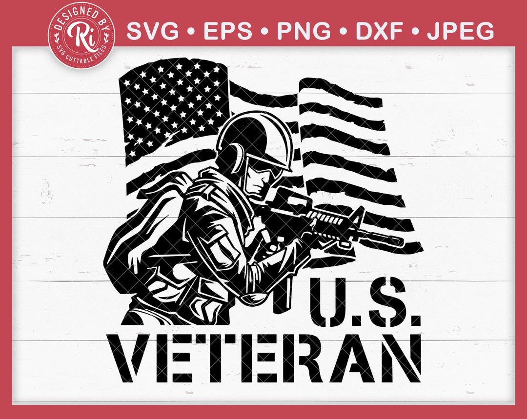 US Veteran Soldier Holding a Rifle With a US Flag Svg, Patriotic ...