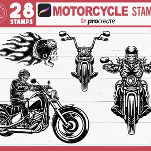 Procreate Motorcycle Stamps, Bike Procreate Brush, Motorcycle Digital ...