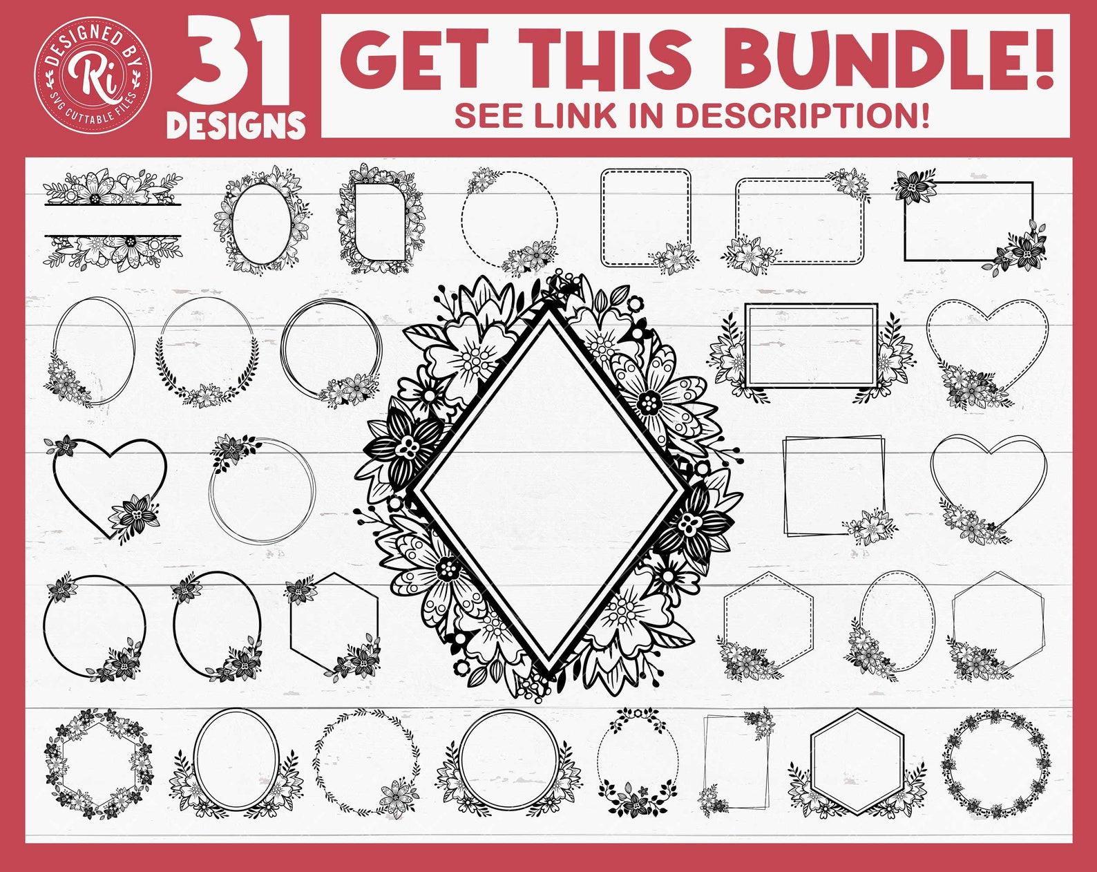 Round Frame Svg Circle Frame Png Floral Frame Clipart - Etsy