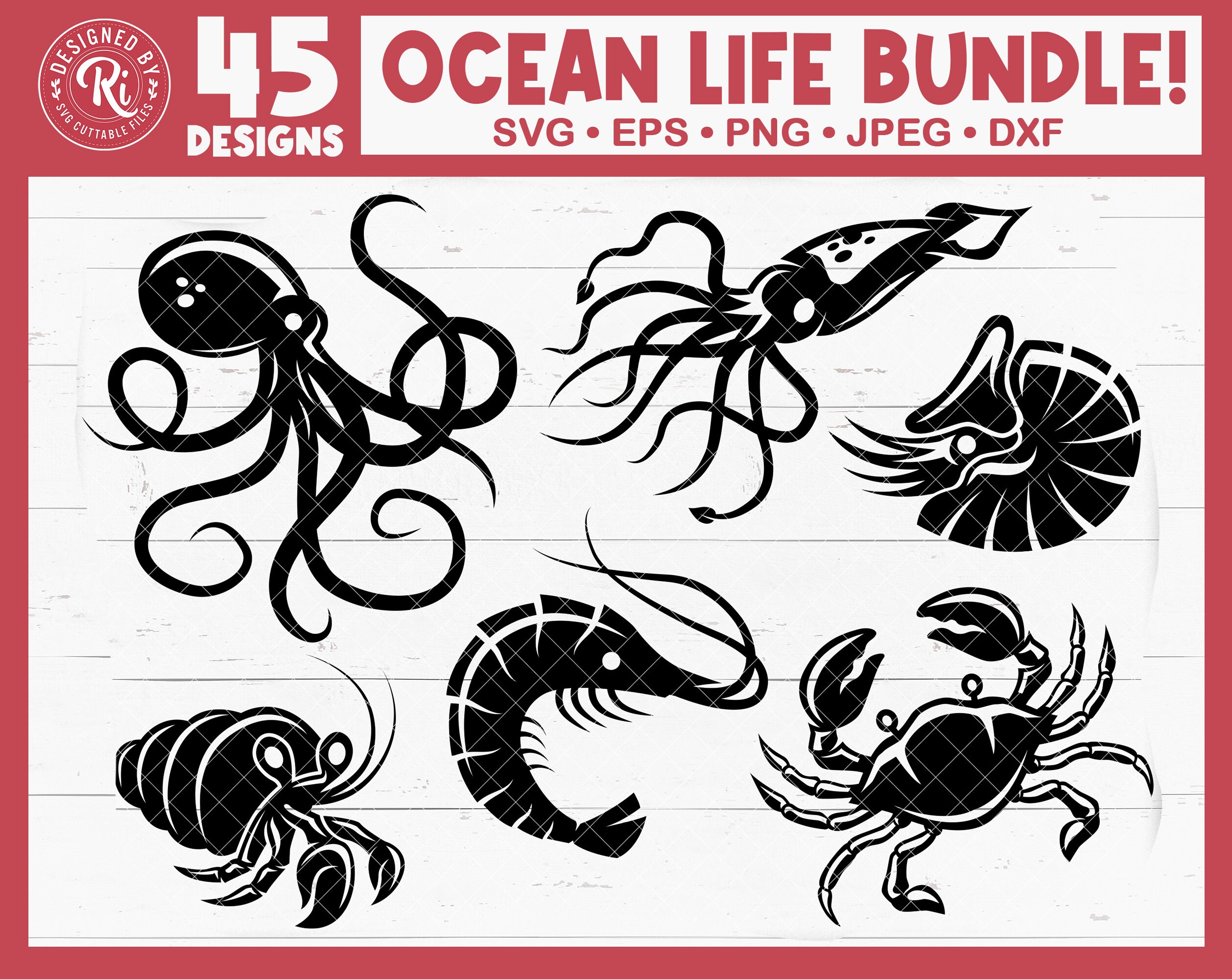 Sea Animals Svg Bundle Sea Life Svg Ocean Animals Svg - Etsy Canada