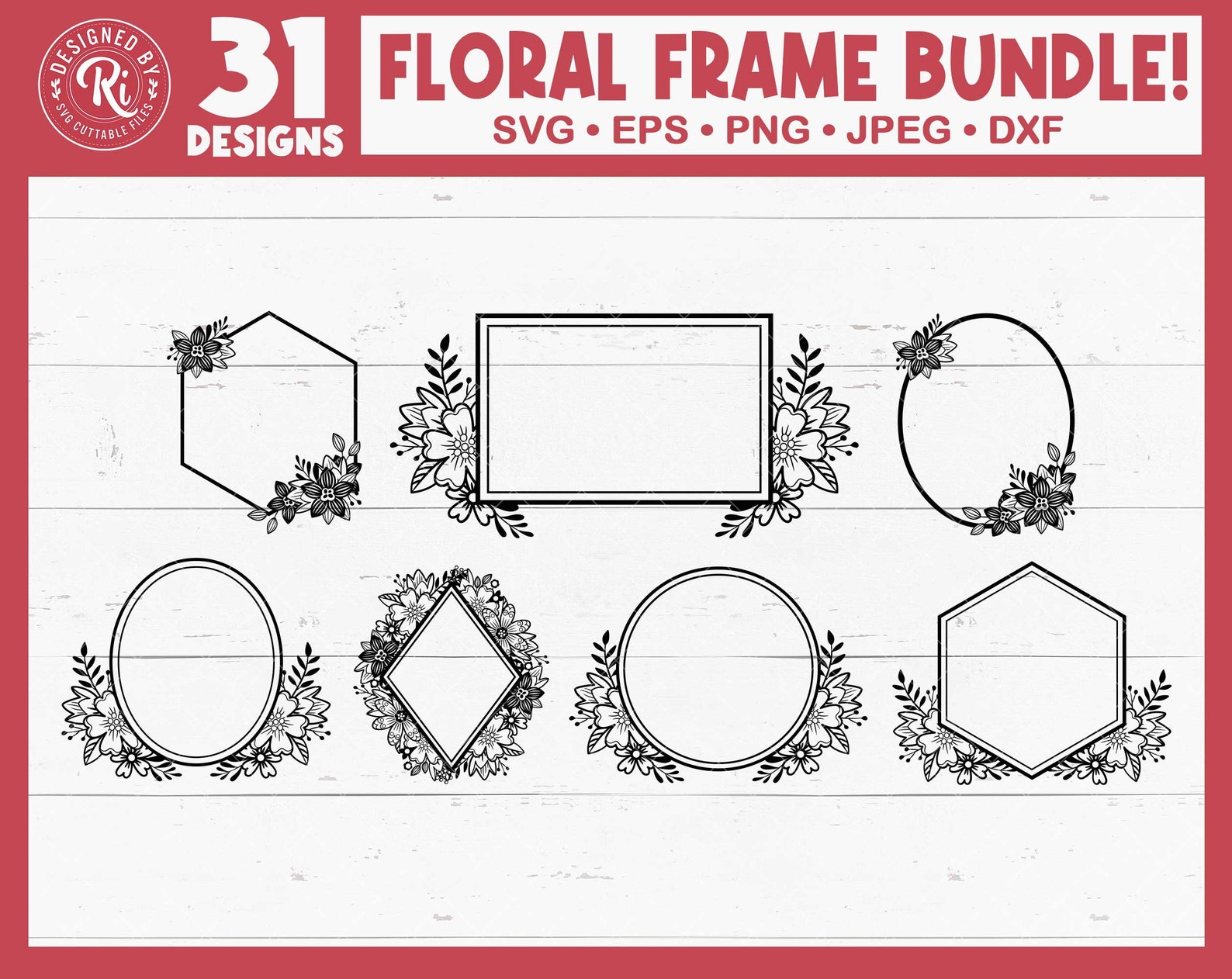 Floral Frame Svg Bundle Decorative Floral Frame Svg Floral - Etsy