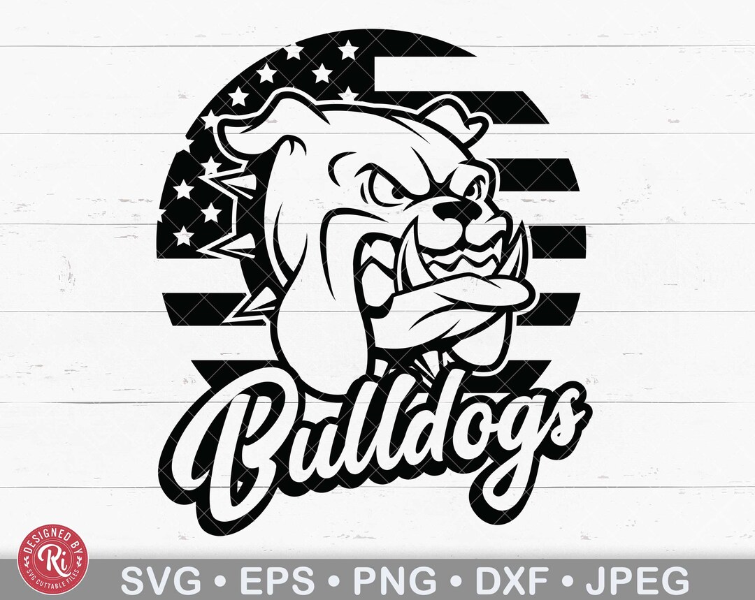 English Bulldog With US Flag Team Logo Svg, Dog Lover, Dog Face ...