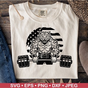 US Tiger Body Builder Barbell Svg, Beast Mode Eps, Gym Shirt Jpg ...