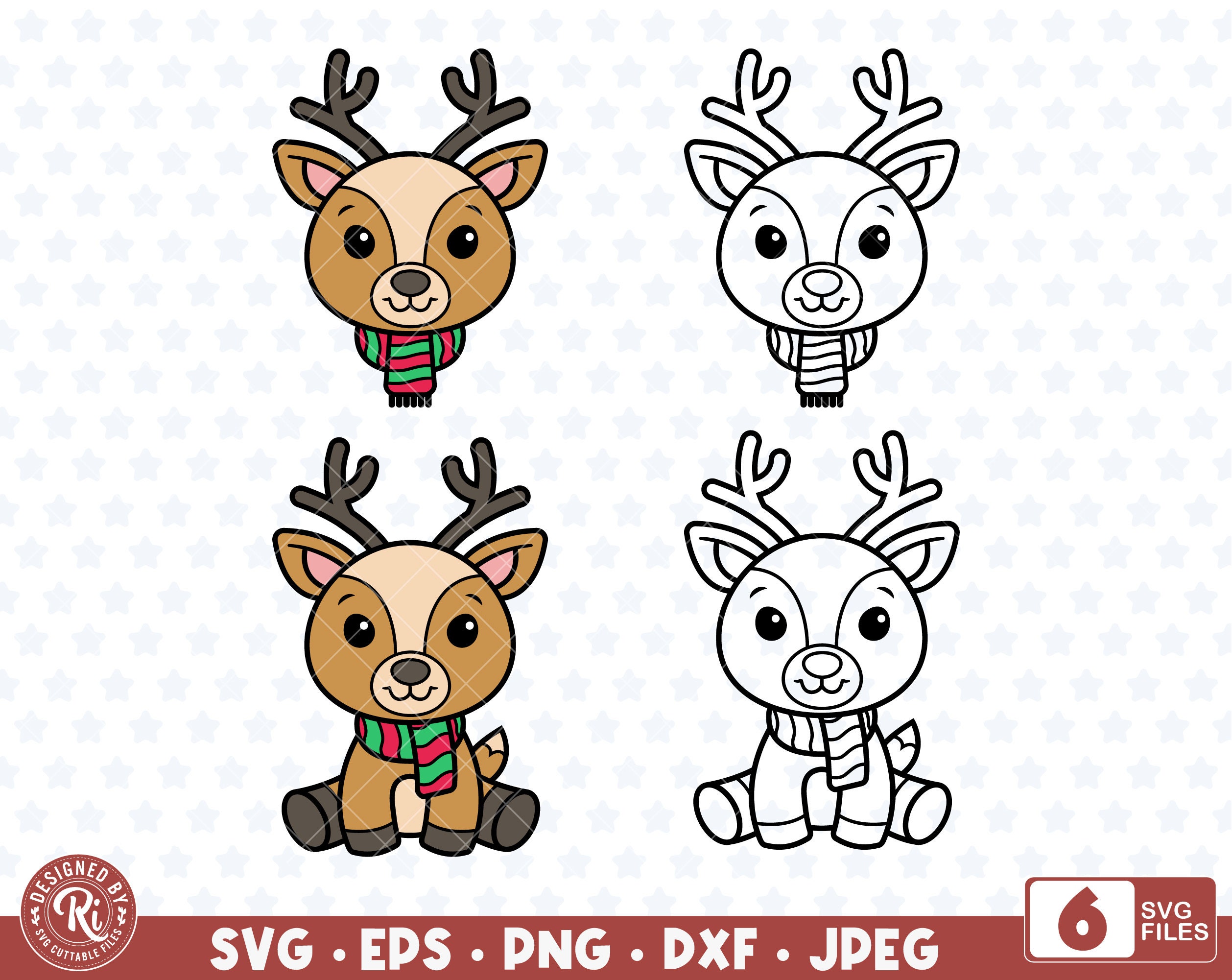 Rudolph the Reindeer Svg Bundle, Cute Reindeer Eps, Christmas Deer Jpeg ...