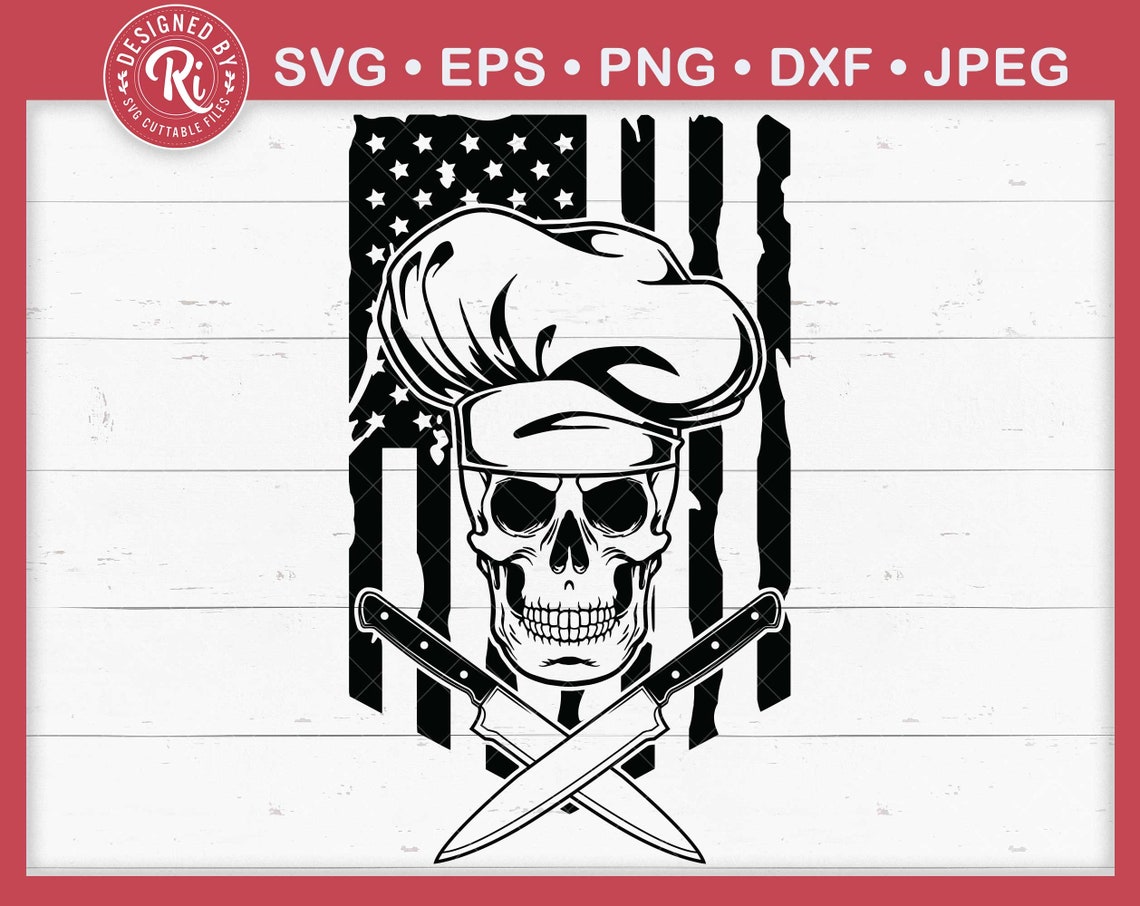 US Skull Chef Svg Kitchen Knives Cooking Svg Grill Master - Etsy