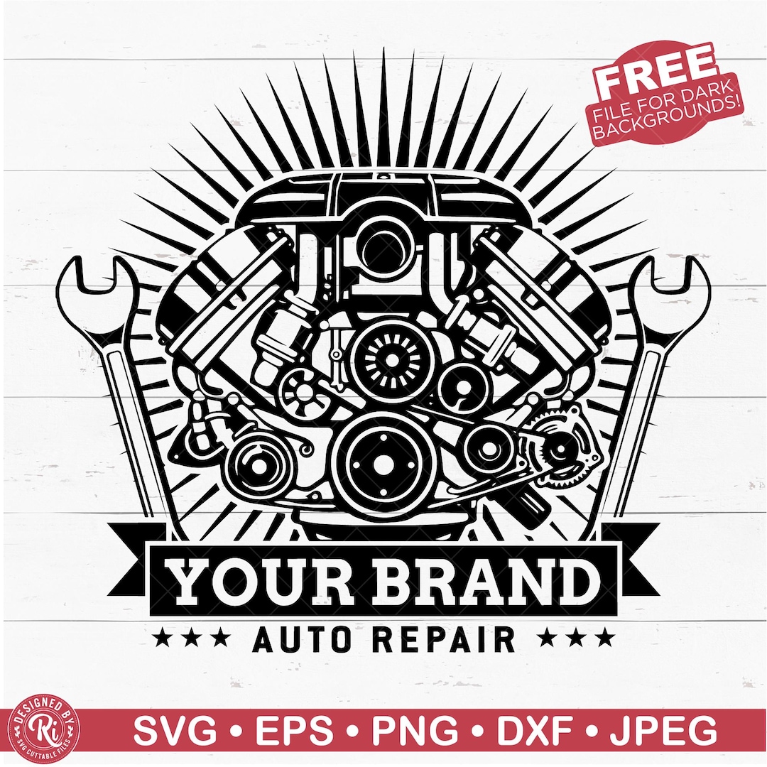 Auto Repair Logo SVG, Engine Mechanic Badge Design, Custom Garage Logo ...