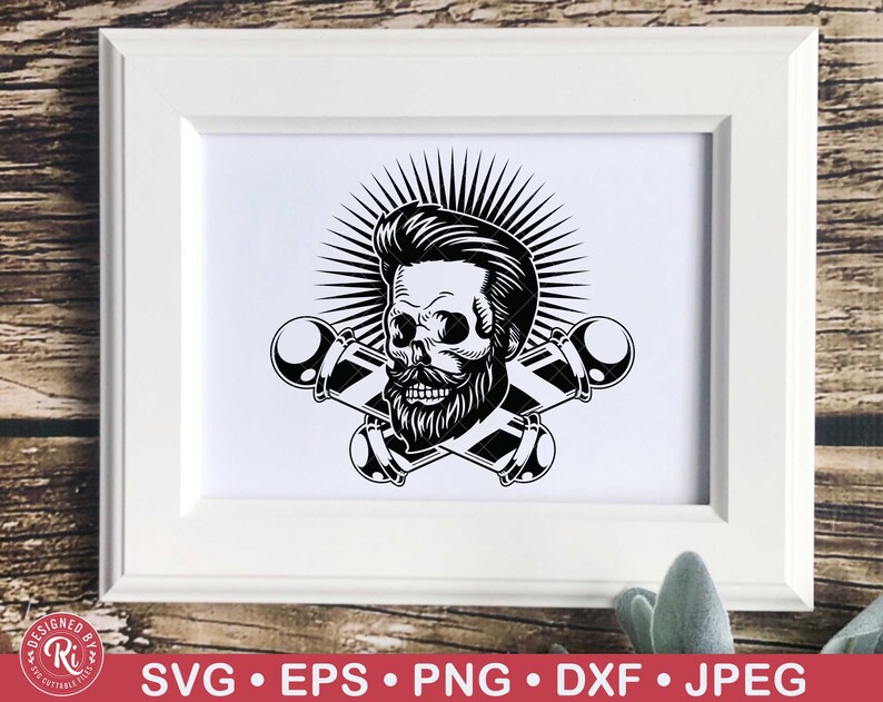 Barbershop Logo Bearded Skull Barber Svg Hair Salon Logo - Etsy