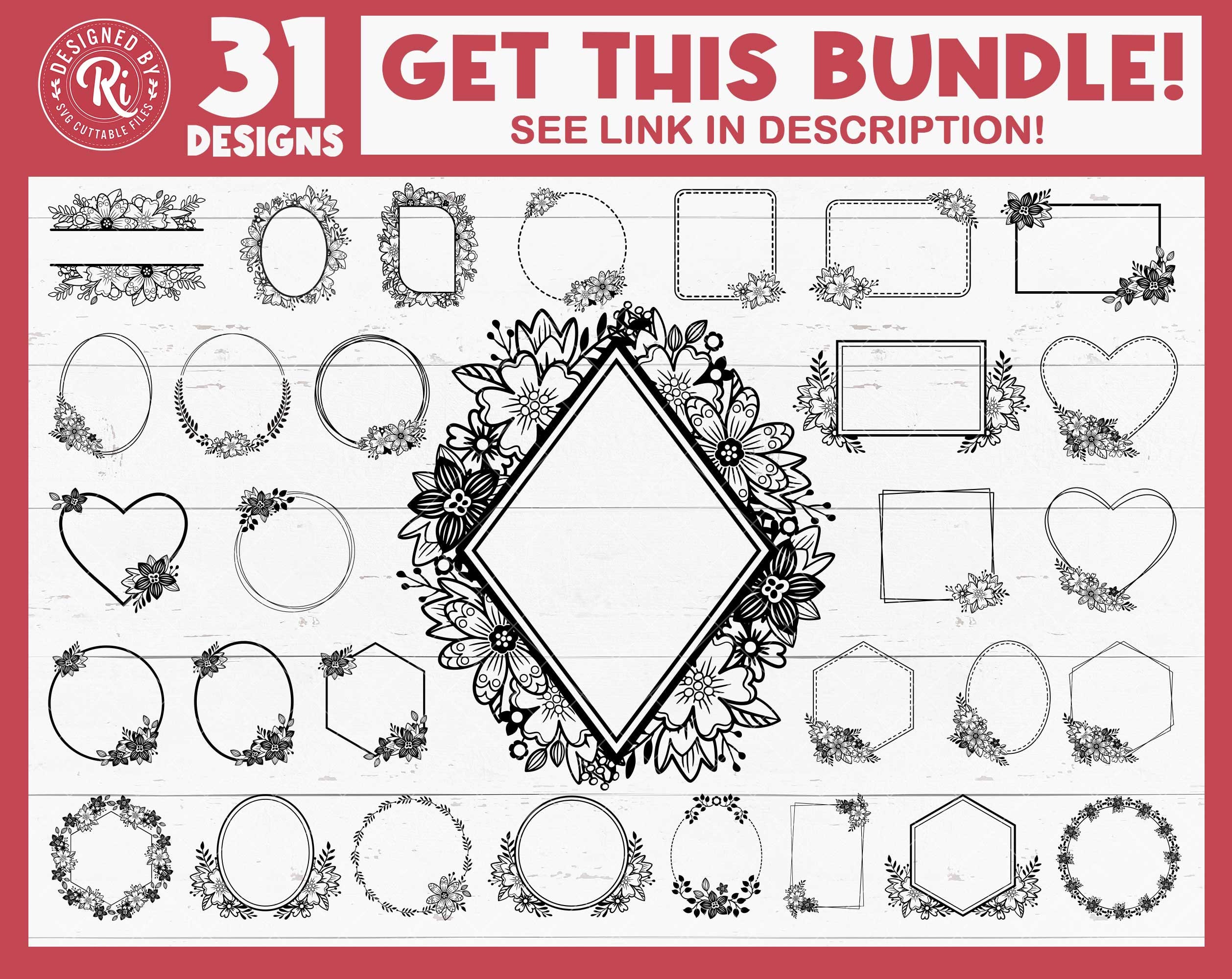 Circle Frame Svg Round Frame Png Floral Frame Clipart - Etsy