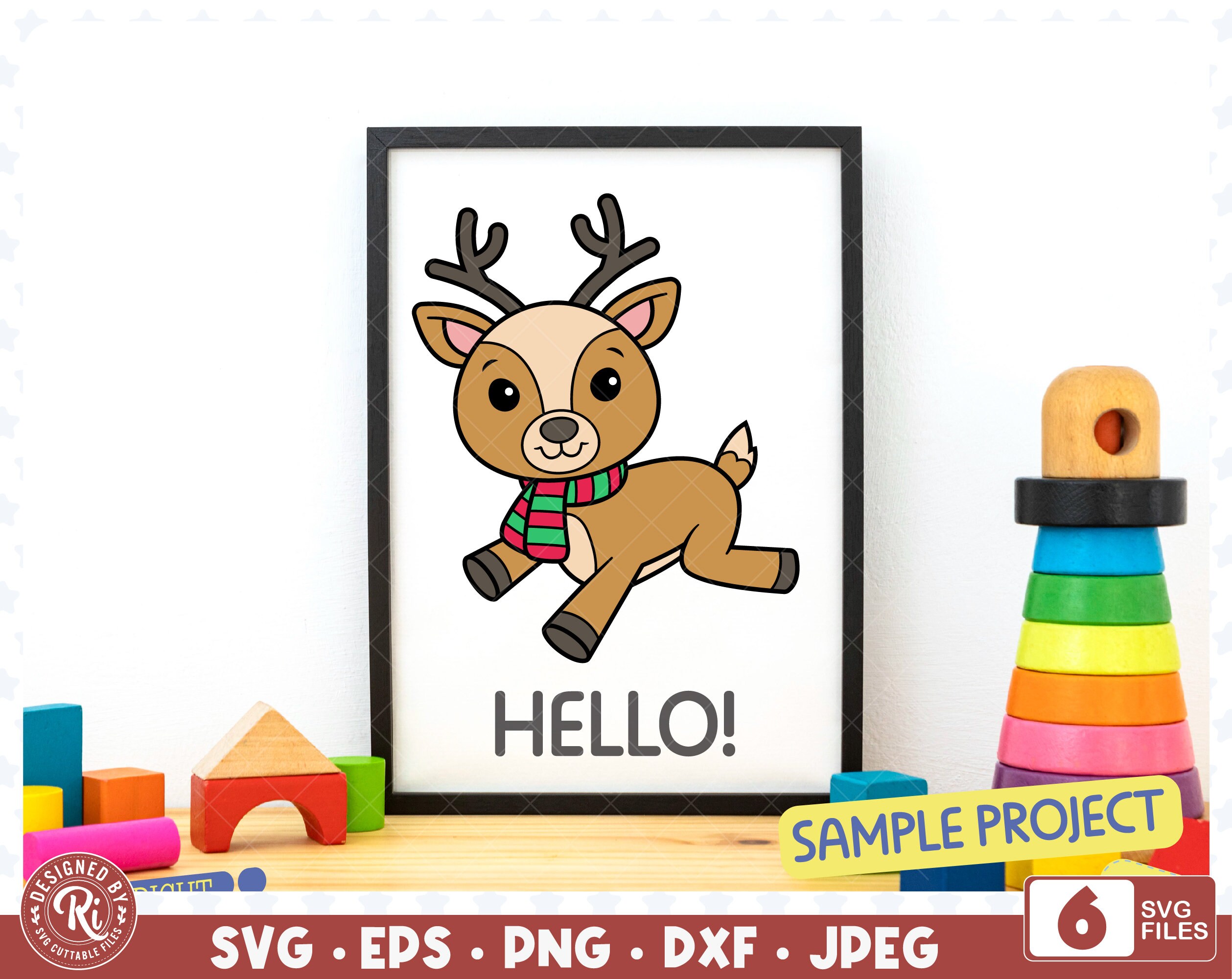 Rudolph the Reindeer Svg Bundle, Cute Reindeer Eps, Christmas Deer Jpeg ...