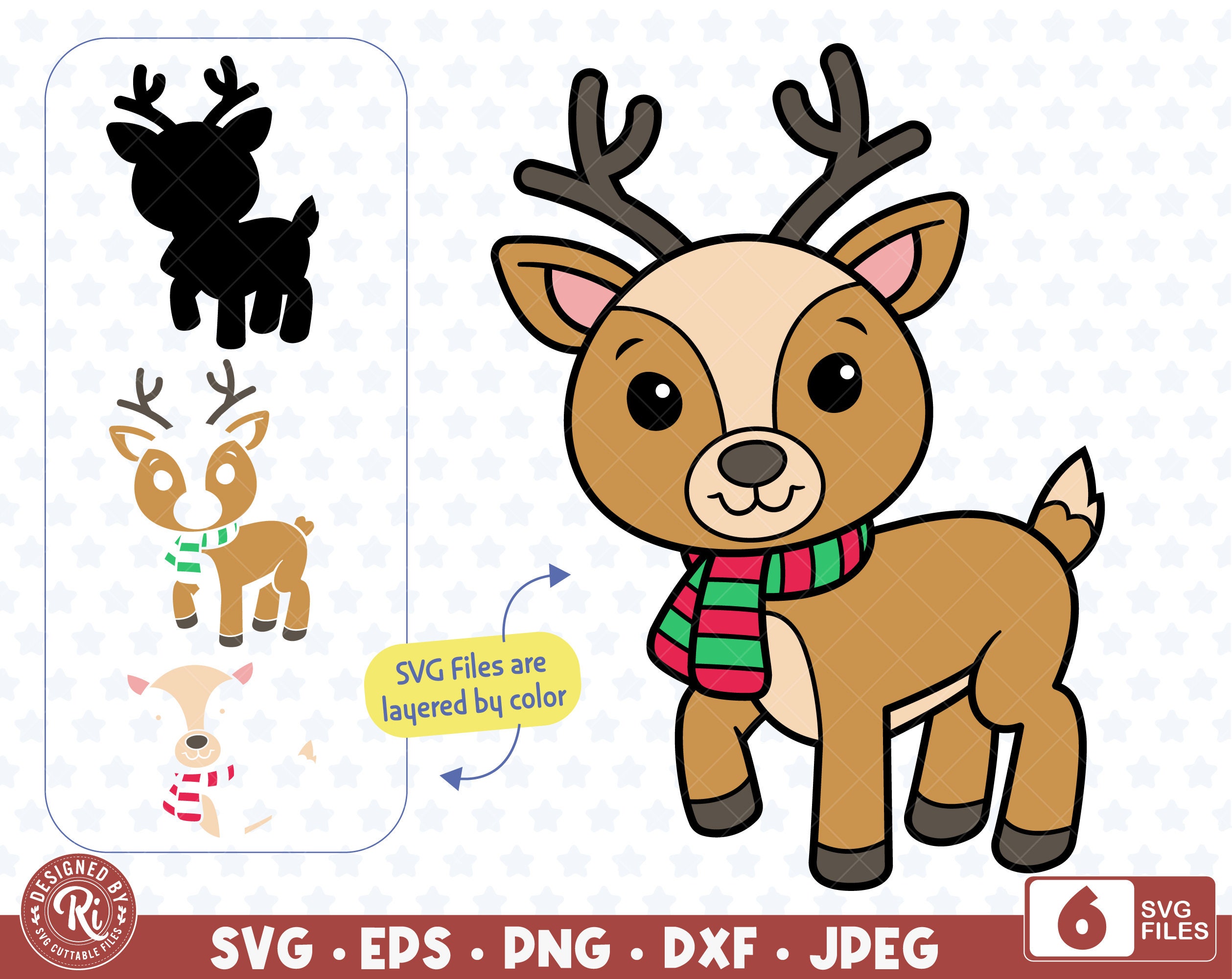 Rudolph the Reindeer Svg Bundle, Cute Reindeer Eps, Christmas Deer Jpeg ...
