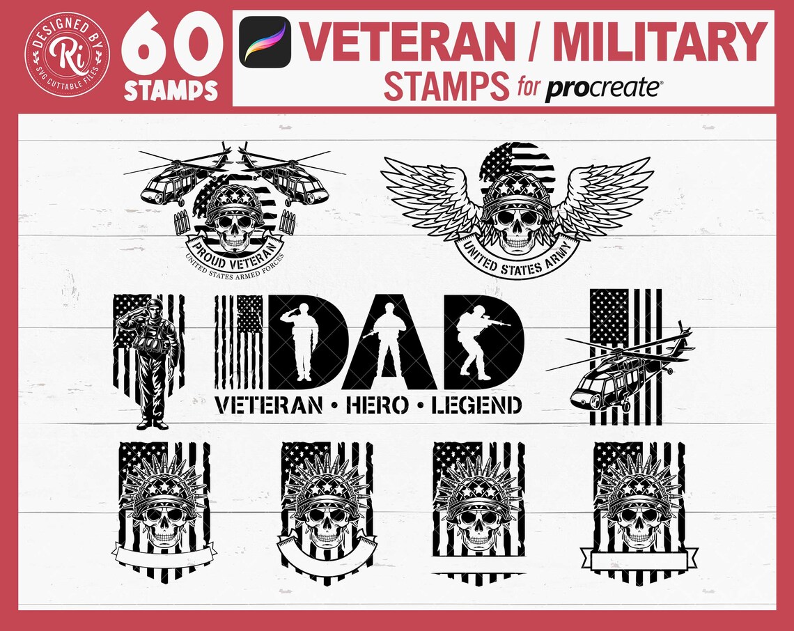 Procreate Military Stamps Procreate Veteran Stamps Procreate - Etsy