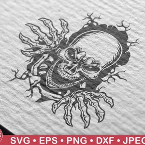 Skeleton Smashing Wall Svg, Skeleton Break the Wall, Cracked Wall ...