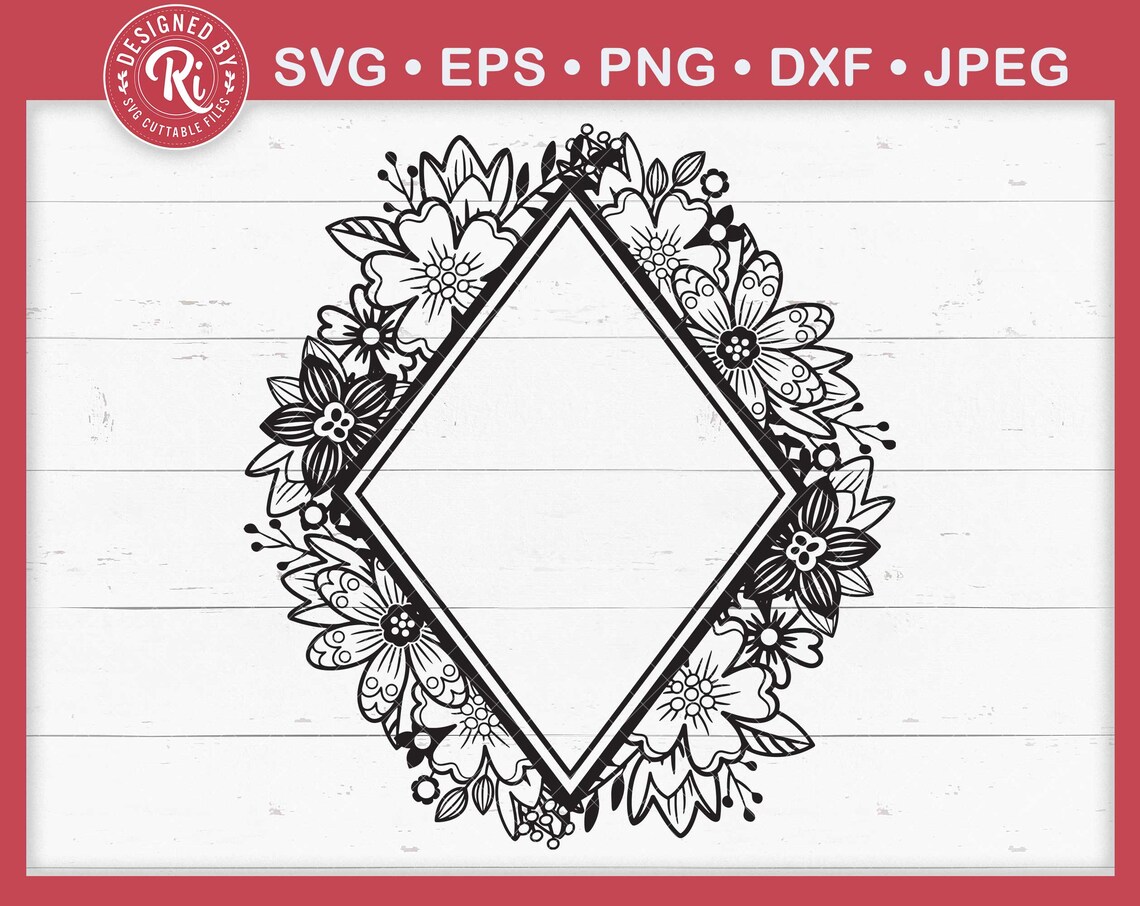 Diamond Frame Svg Frame Png Floral Frame Clipart Floral - Etsy