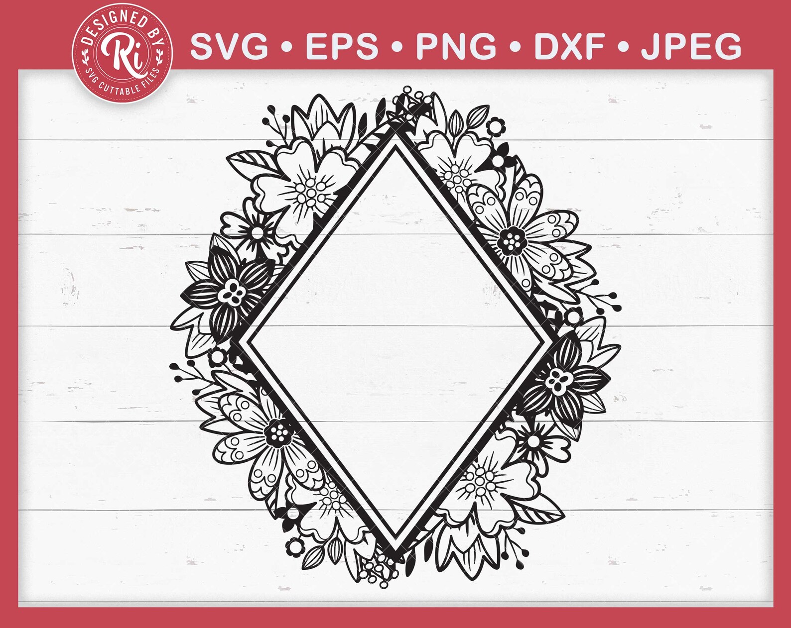 Diamond Frame Svg Frame Png Floral Frame Clipart Floral - Etsy UK