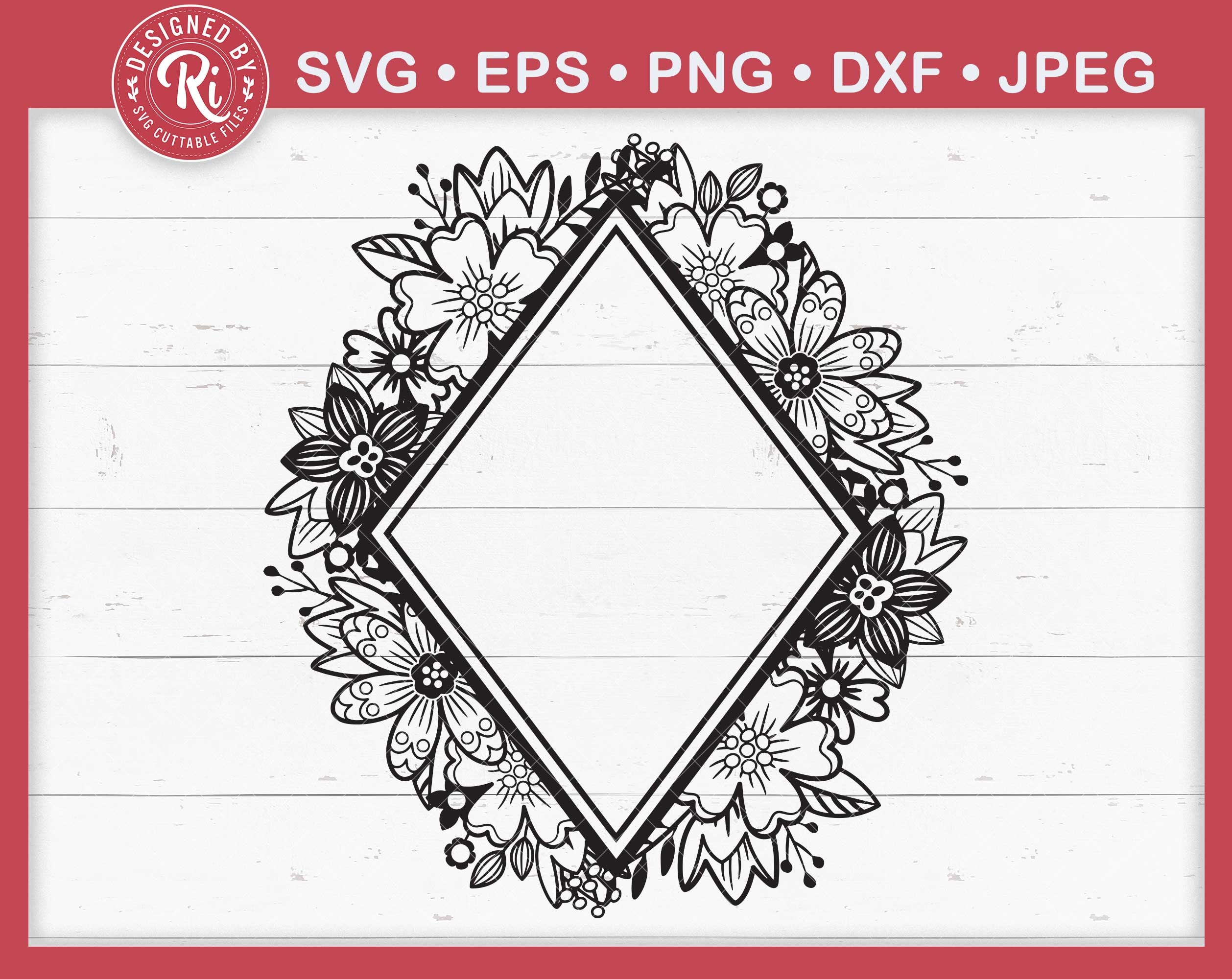 Diamond Frame Svg Frame Png Floral Frame Clipart Floral - Etsy UK