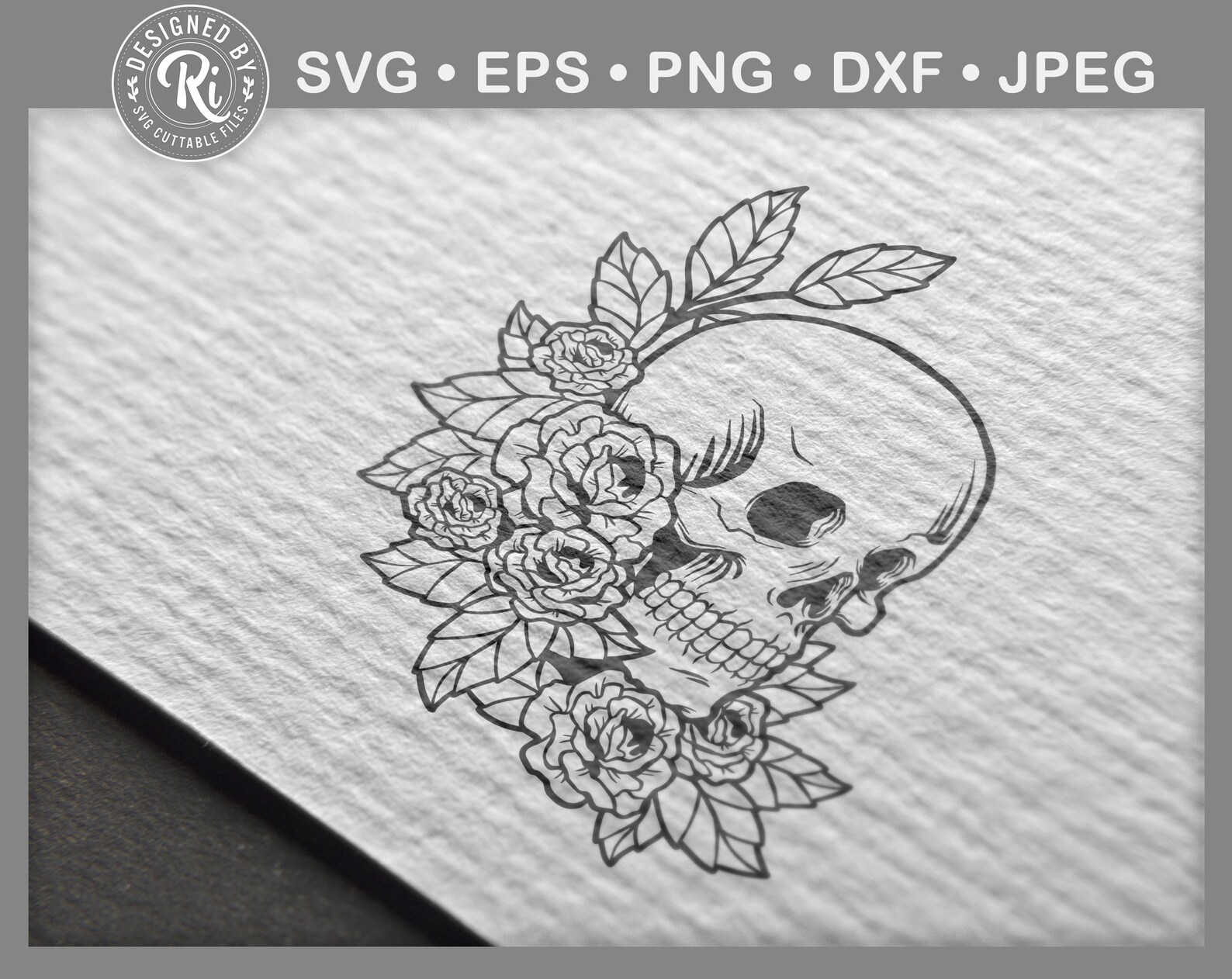 Skull With Roses Svg, Skull and Rose Svg, Roses Svg, Skull Clipart ...