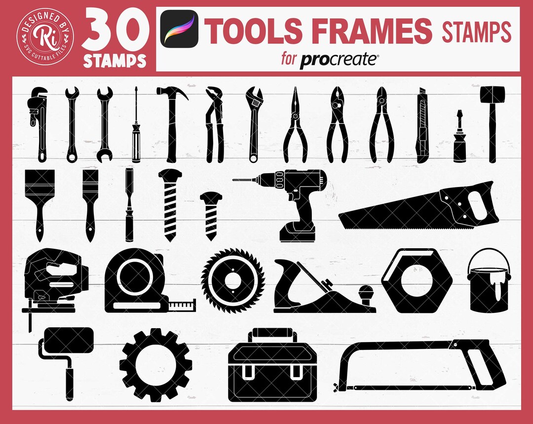 Mechanic Tools Procreate Stamps, Carpenter Tools Procreate Brush ...