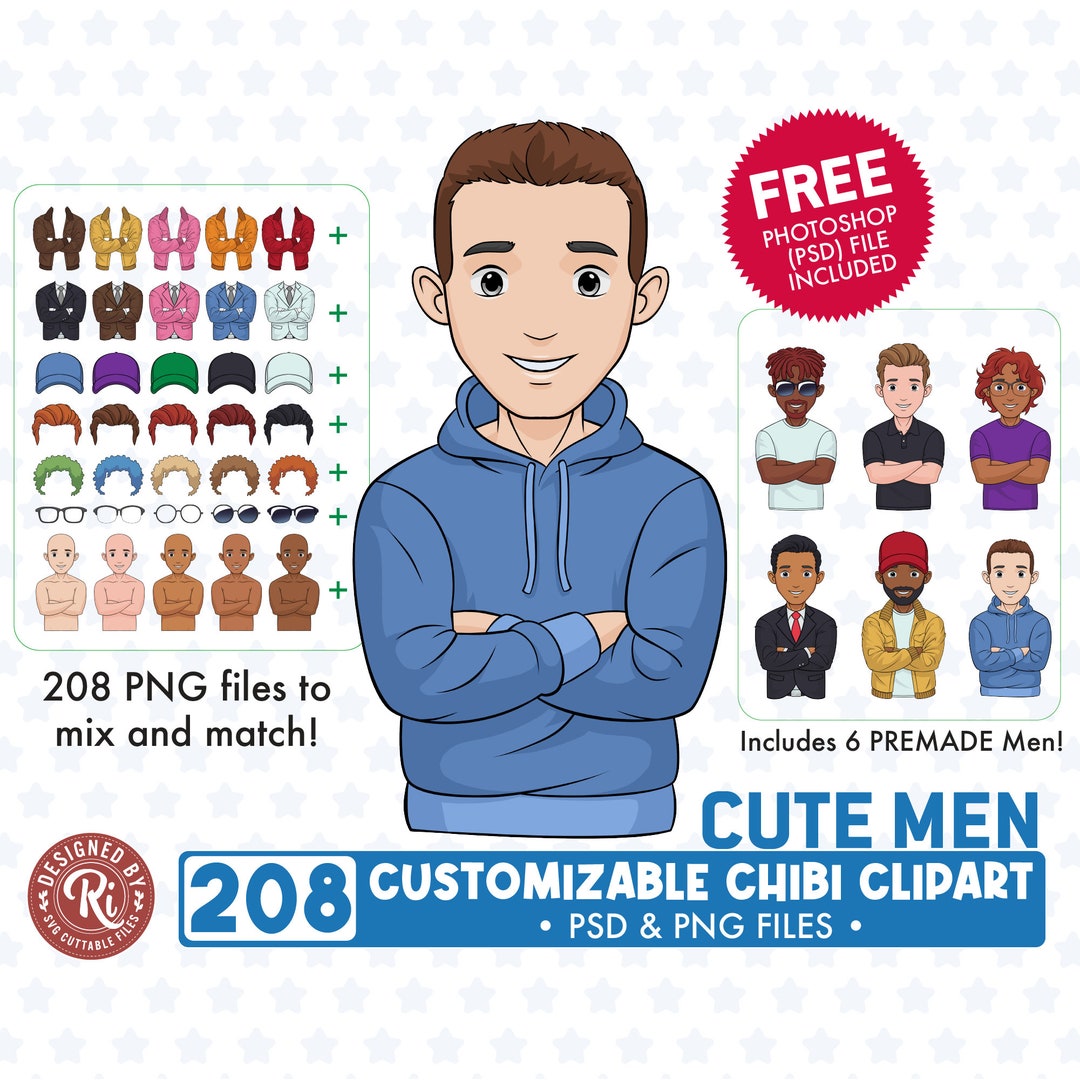 Cute Man With Arms Crossed Clipart Set, Boyfriend, Dad Png, Father ...