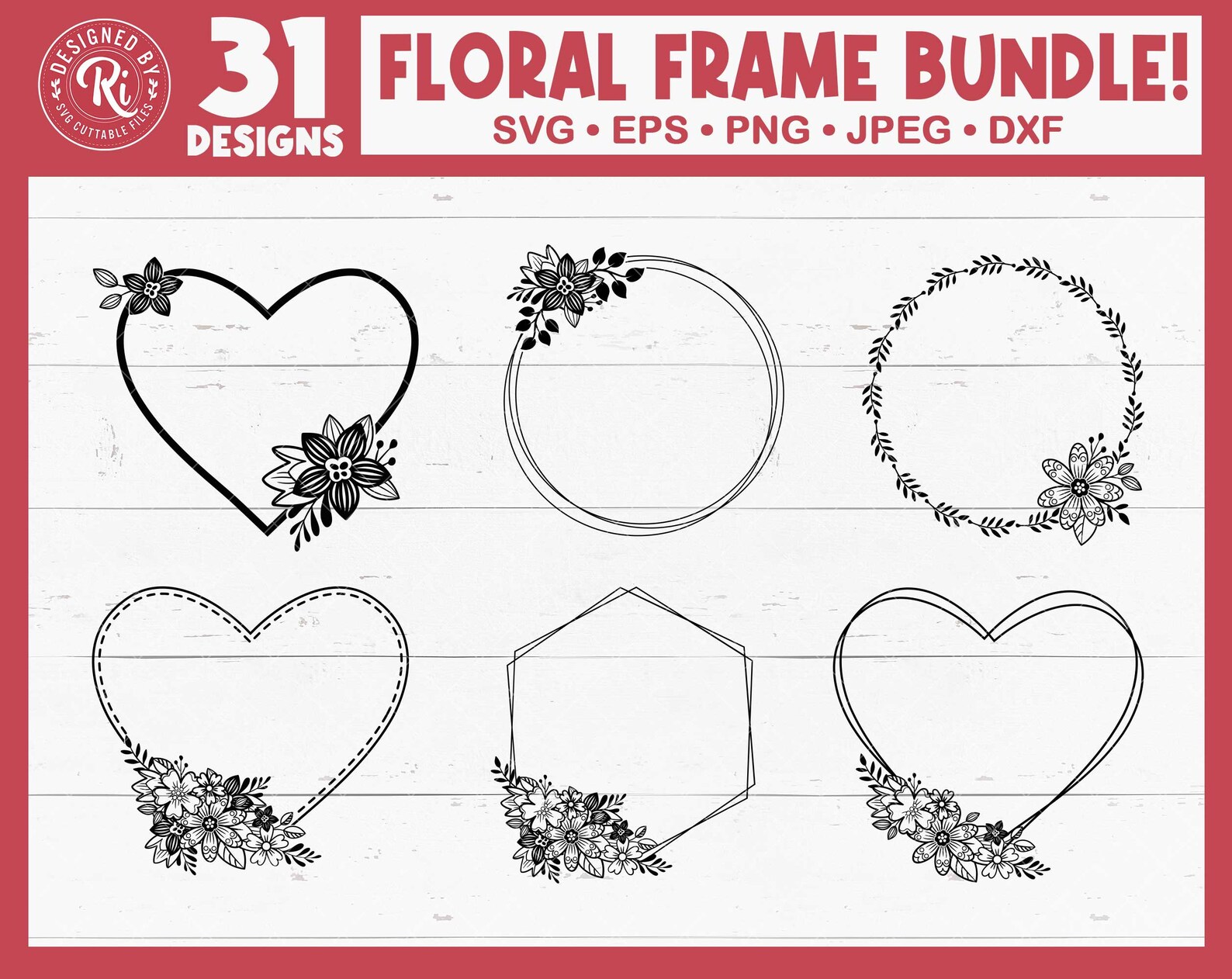 Floral Frame Svg Bundle Decorative Floral Frame Svg Floral - Etsy