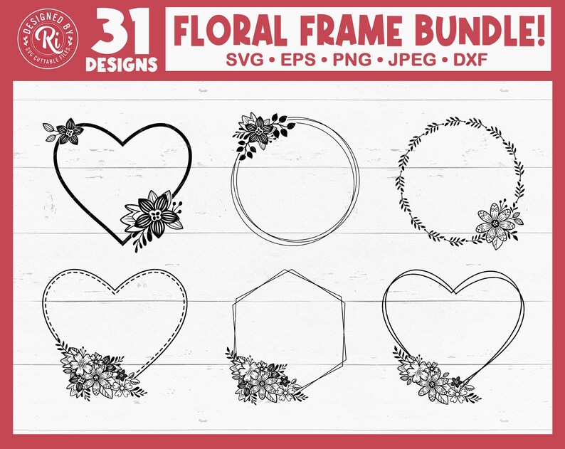 Floral Frame Svg Bundle Decorative Floral Frame Svg Floral - Etsy