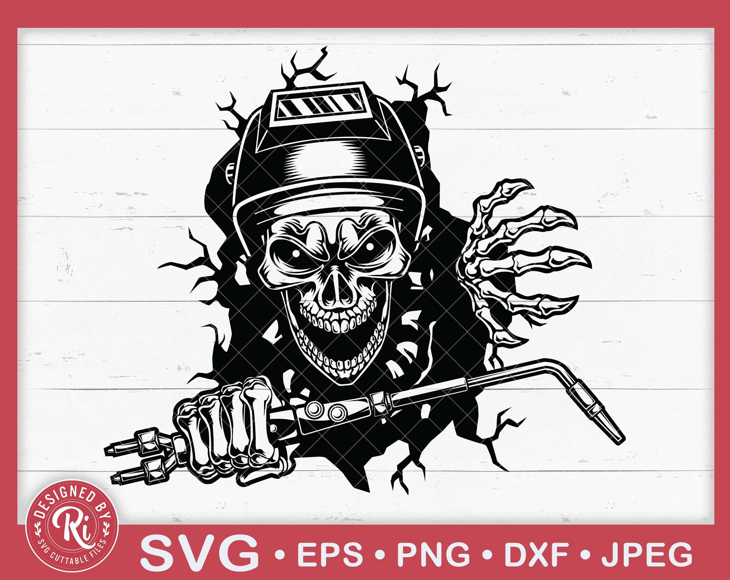 Smashed Wall Skull Welder Svg, Welding Svg, Welding Torch Svg, Skeleton ...