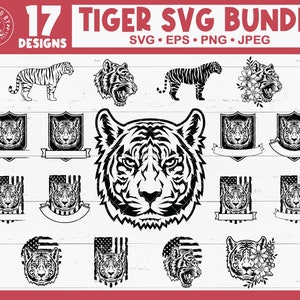 Tiger SVG Bundle, Face, Head, Monogram, Safari, Jungle, Big Cat, Gift ...