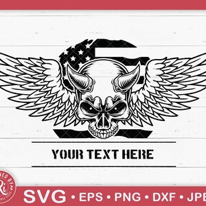 Winged Skull Monogram Svg, Skull With Horns Svg, Horned Skull Svg, Skull With Horns Svg, Devil ...
