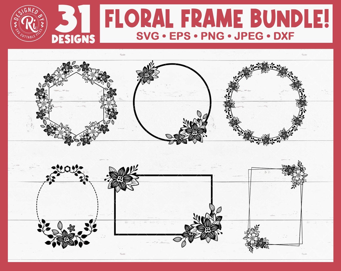 Floral Frame Svg Bundle Decorative Floral Frame Svg Floral - Etsy