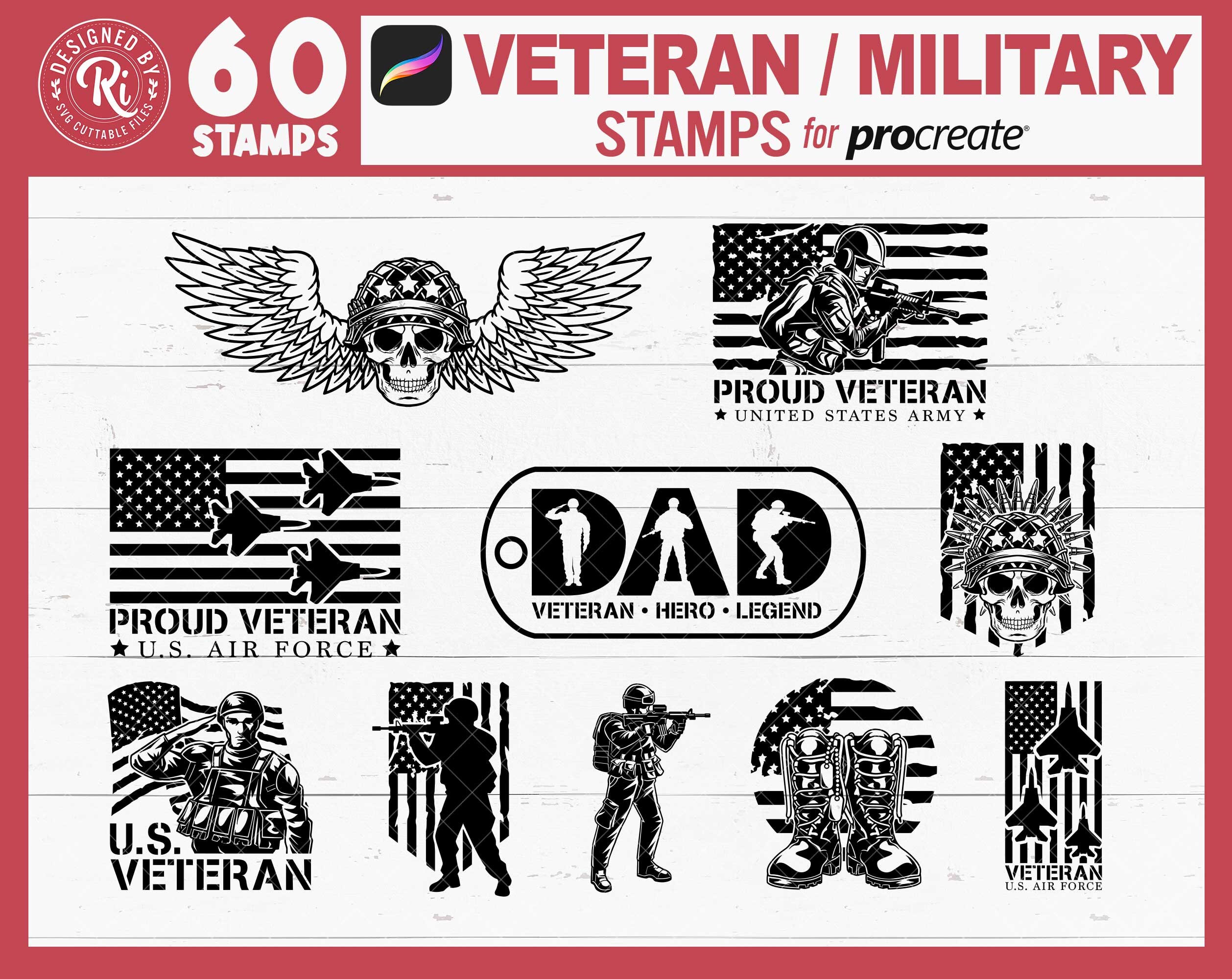 Procreate Military Stamps Procreate Veteran Stamps Procreate - Etsy