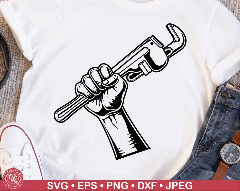 Raised Arm Holding Pipe Wrench Svg, Tools, Repairman, Handyman ...