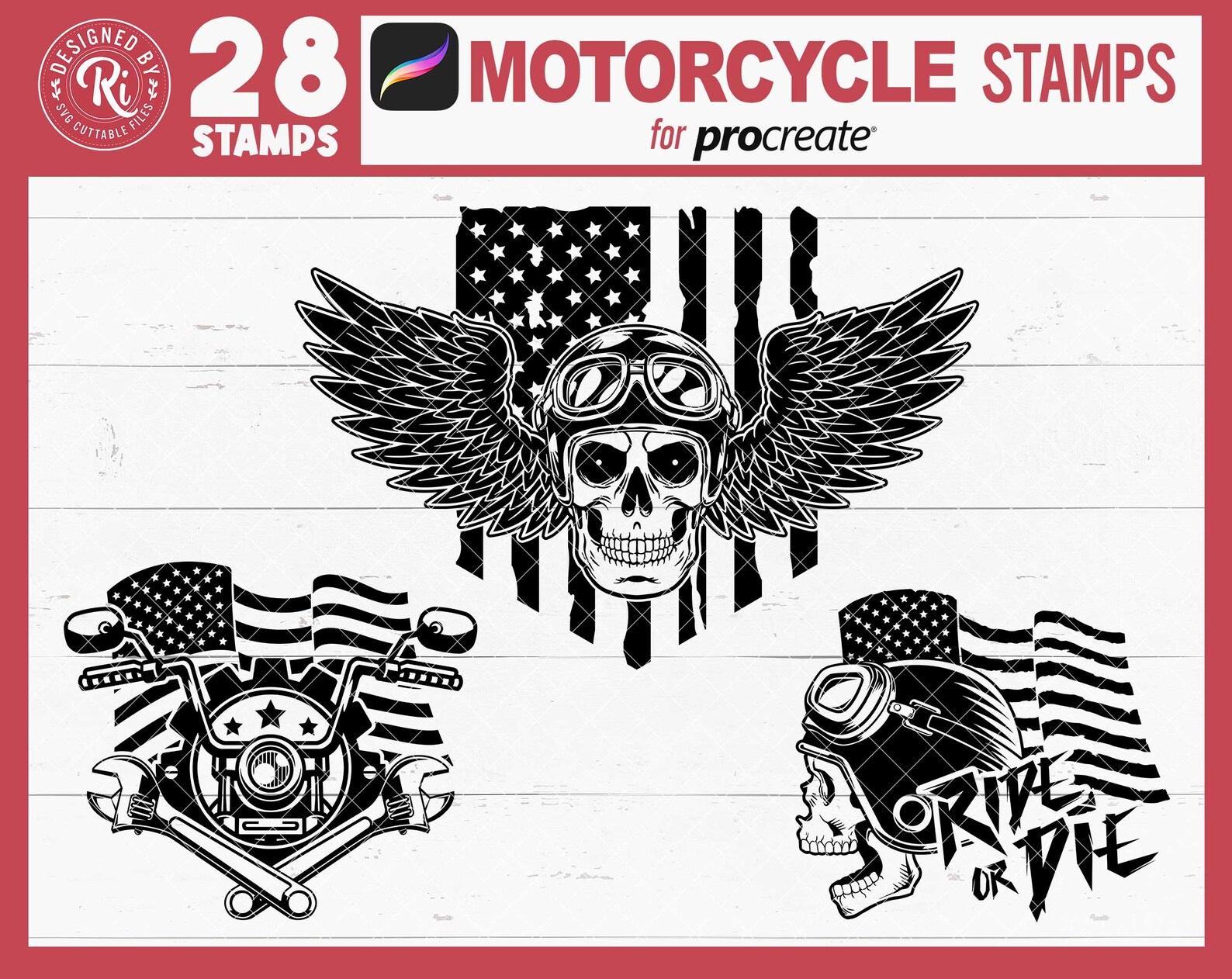 Procreate Motorcycle Stamps, Bike Procreate Brush, Motorcycle Digital ...