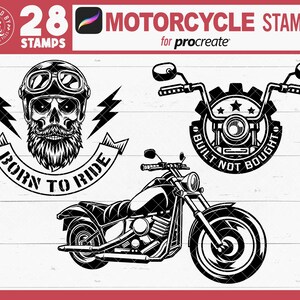 Procreate Motorcycle Stamps, Bike Procreate Brush, Motorcycle Digital ...