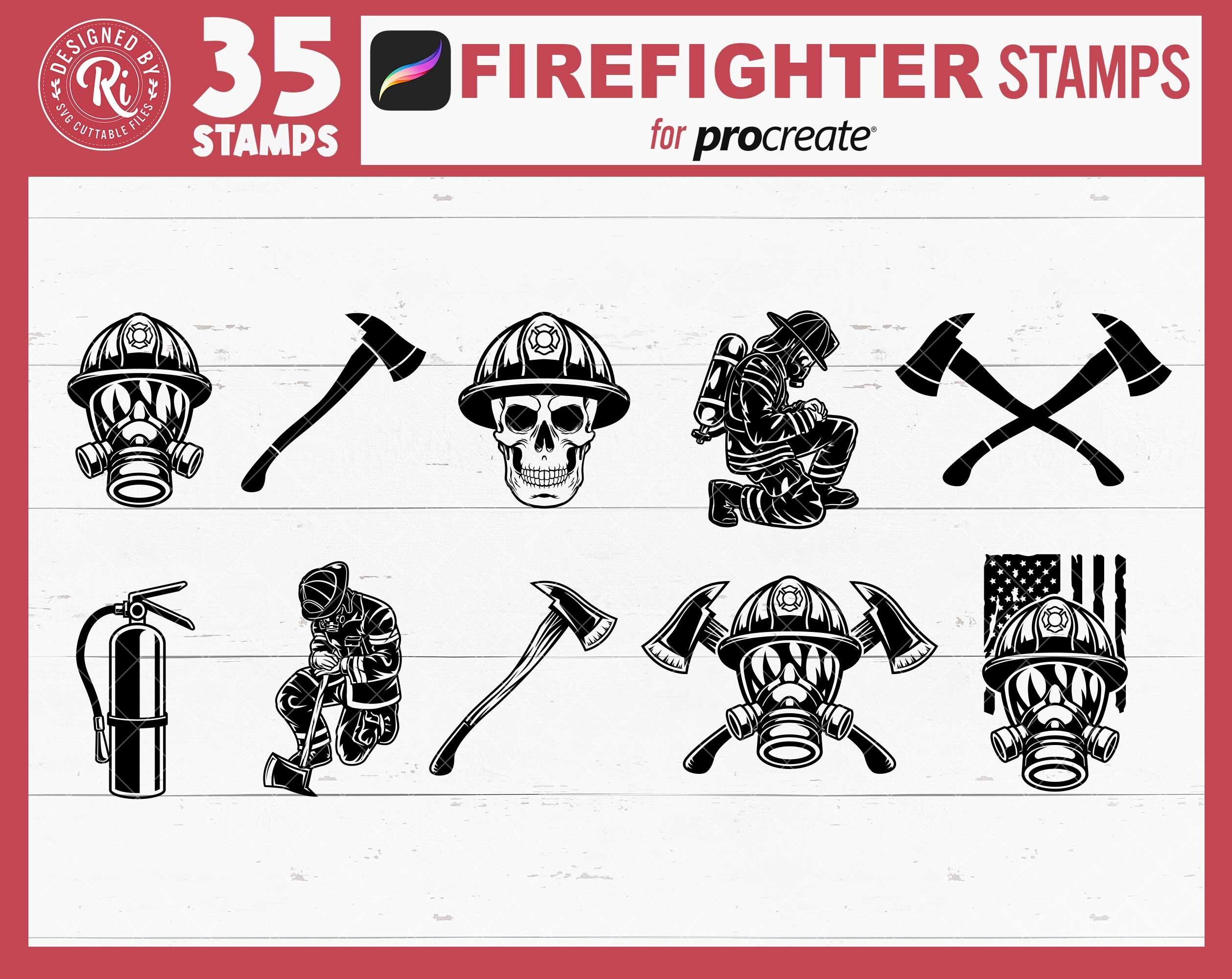 Procreate Firefighter Stamps Procreate Fire Rescue Stamps - Etsy