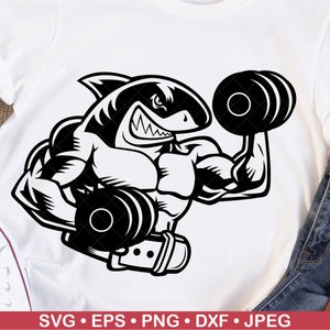 Shark Body Builder With Dumbells Svg, Beast Mode Eps, Gym Shirt Jpg ...